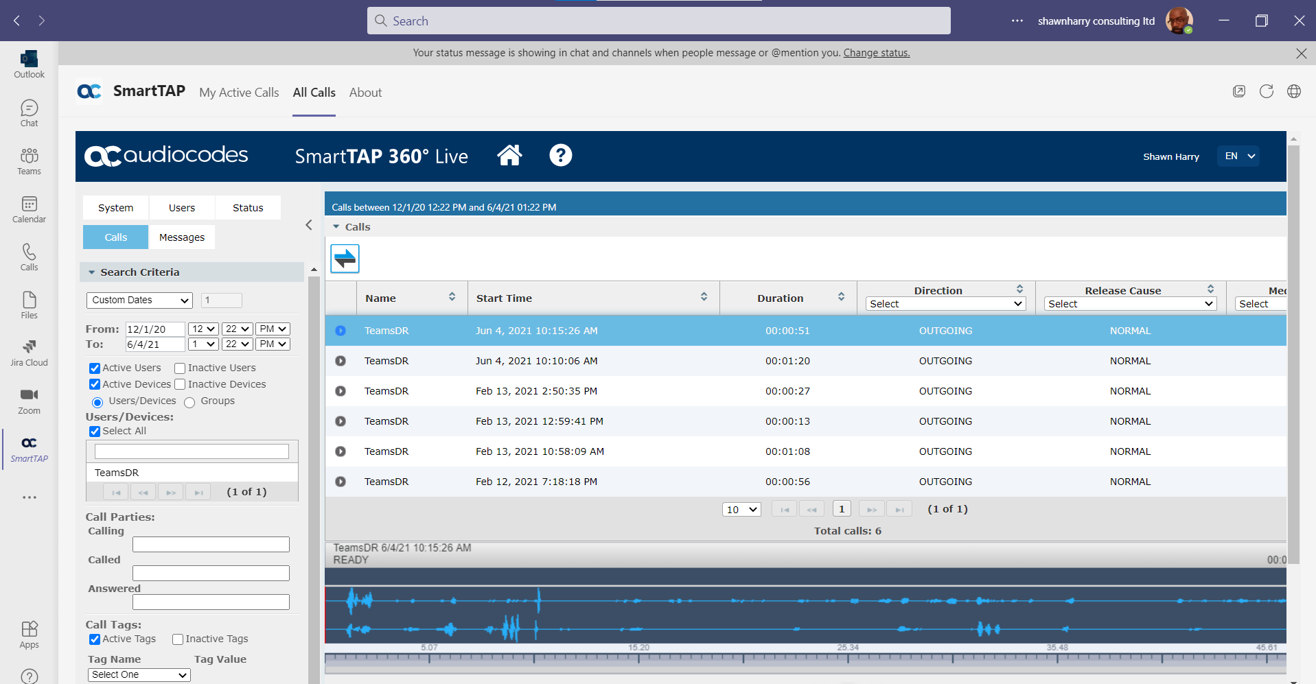 Shawn Harry | Enabling AudioCodes Compliance Recording SmartTAP Teams ...